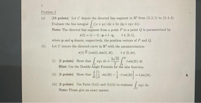 Solved 2 Problem 2 (a) [10 points. Let C denote the directed | Chegg.com