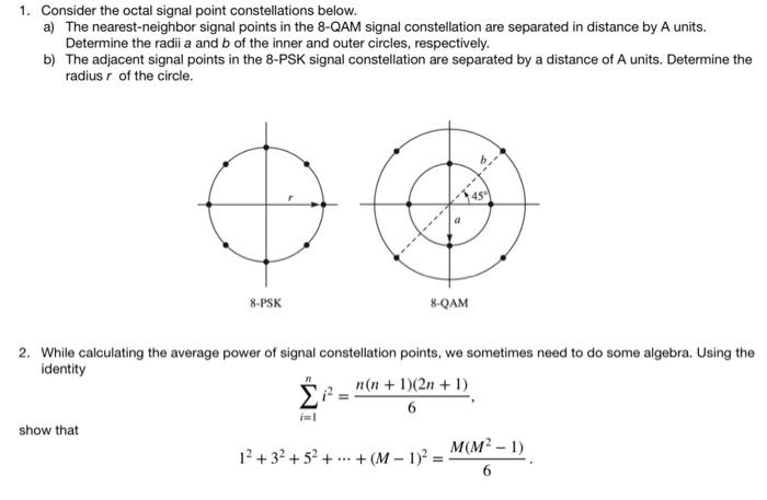 Solved 1. Consider the octal signal point constellations | Chegg.com