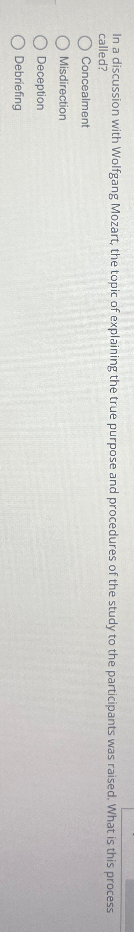 Solved In a discussion with Wolfgang Mozart, the topic of | Chegg.com