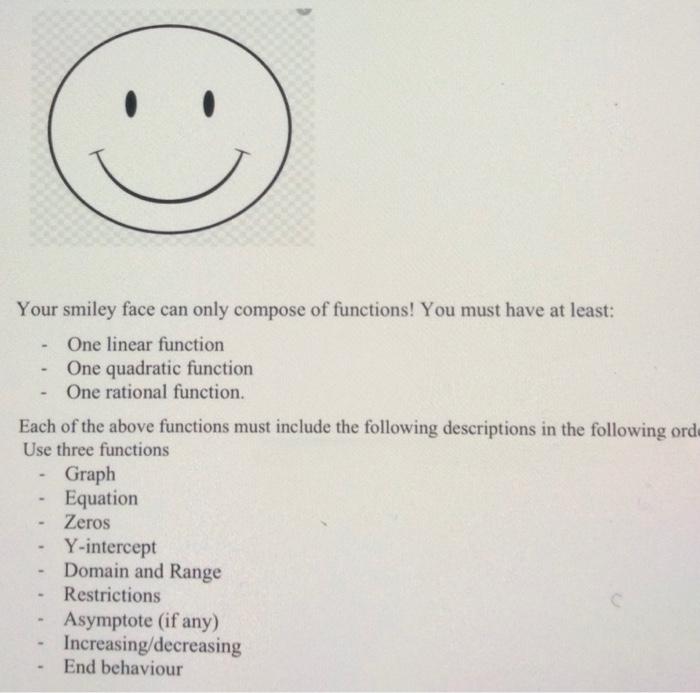 Solved Your smiley face can only compose of functions! You | Chegg.com