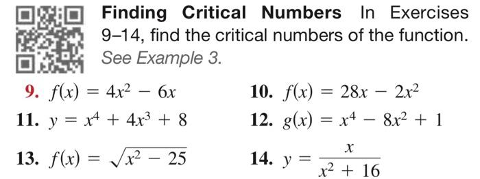 Solved Finding Critical Numbers in Exercises 9-14, find the | Chegg.com