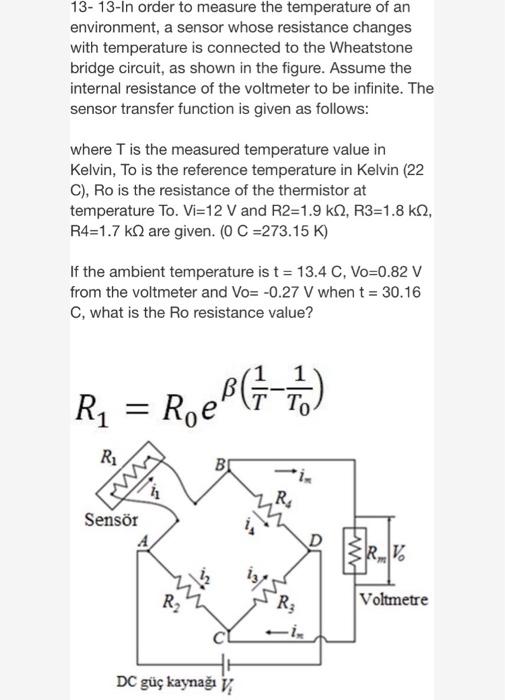 Solved 13-13-In order to measure the temperature of an | Chegg.com
