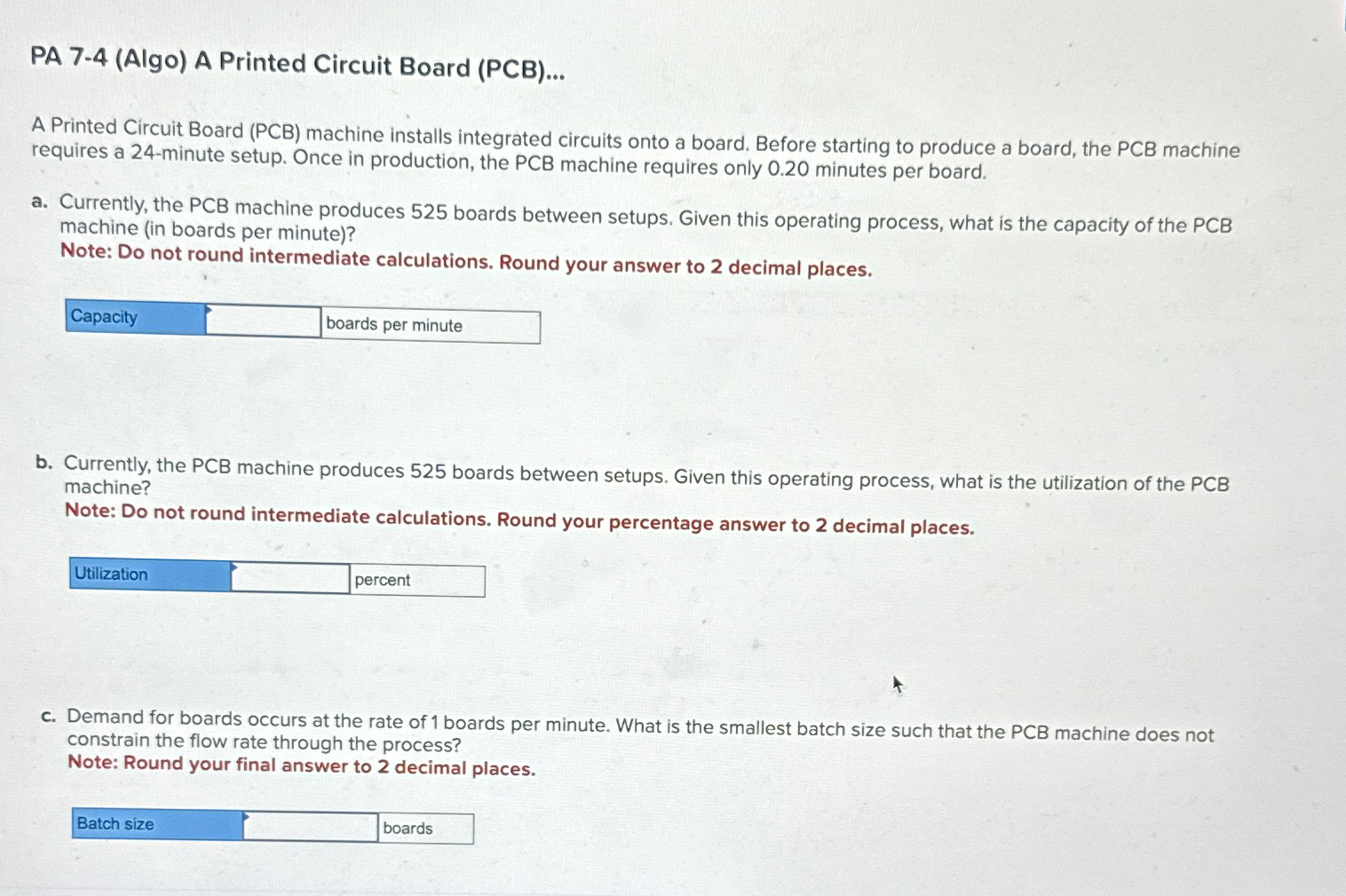 Solved PA 7-4 (Algo) ﻿A Printed Circuit Board (PCB)...A | Chegg.com