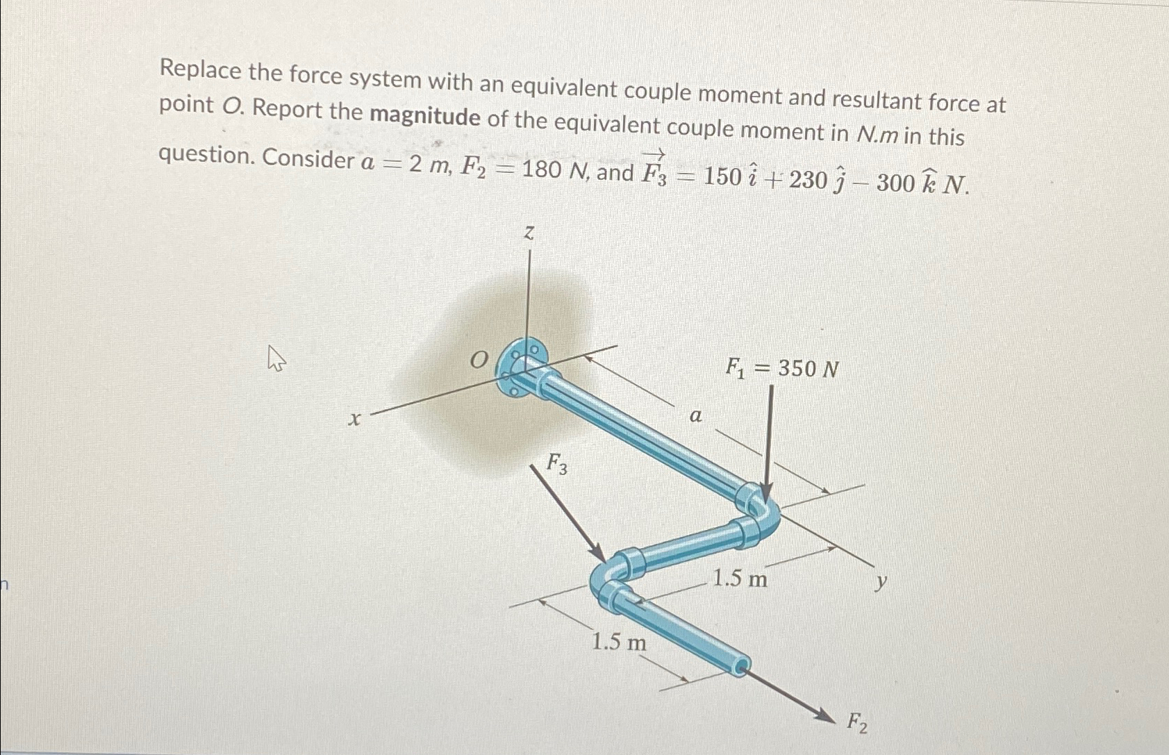 Replace the force system with an equivalent couple | Chegg.com
