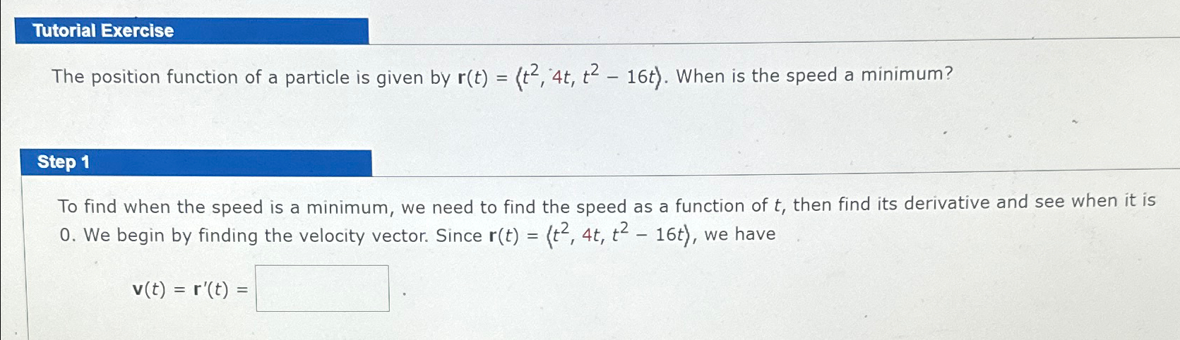 Solved Tutorial ExerciseThe position function of a particle | Chegg.com