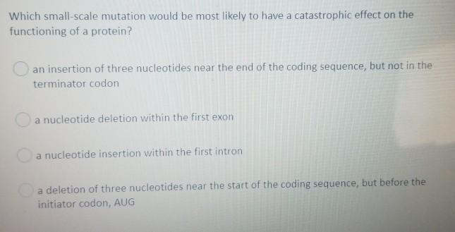 Solved Which small-scale mutation would be most likely to | Chegg.com