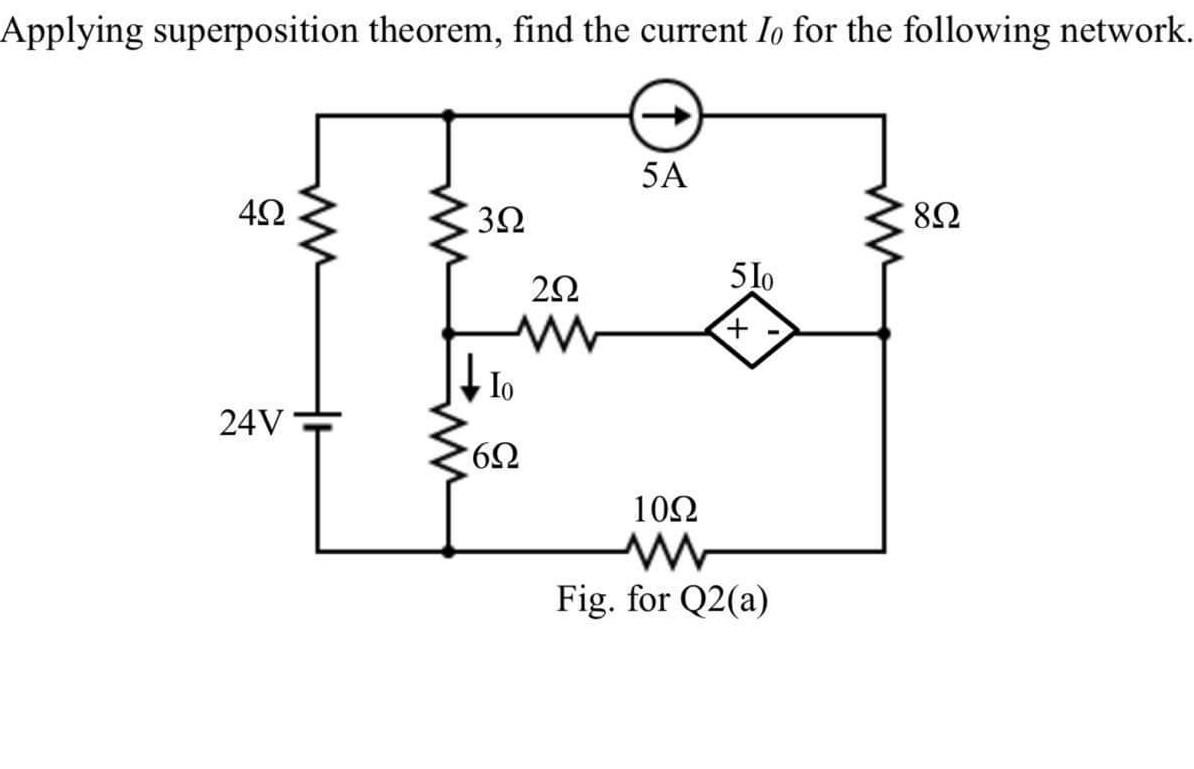 Solved Applying superposition theorem, find the current Io | Chegg.com