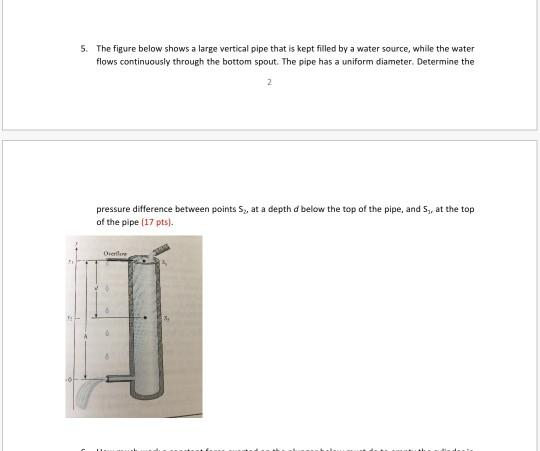Solved 5. The figure below shows a large vertical pipe that | Chegg.com