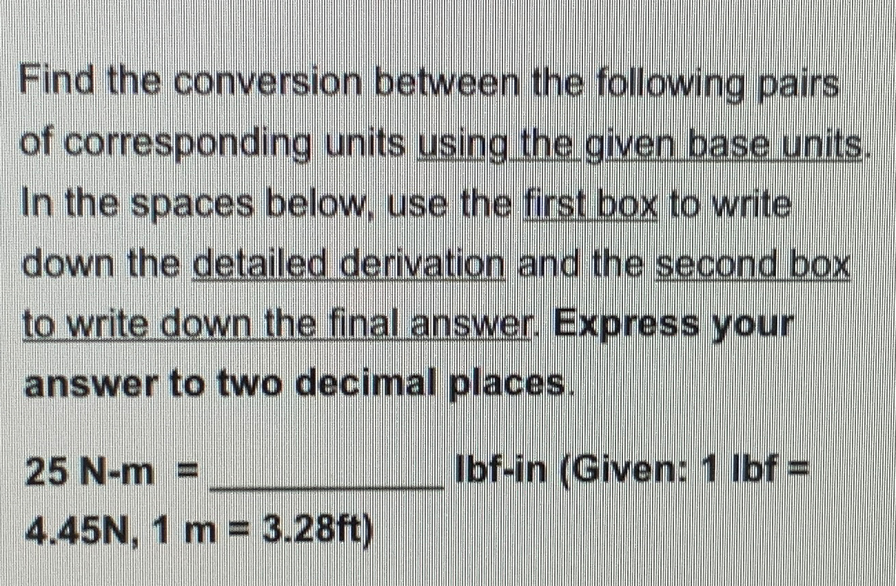 Find the conversion between the following pairs of | Chegg.com
