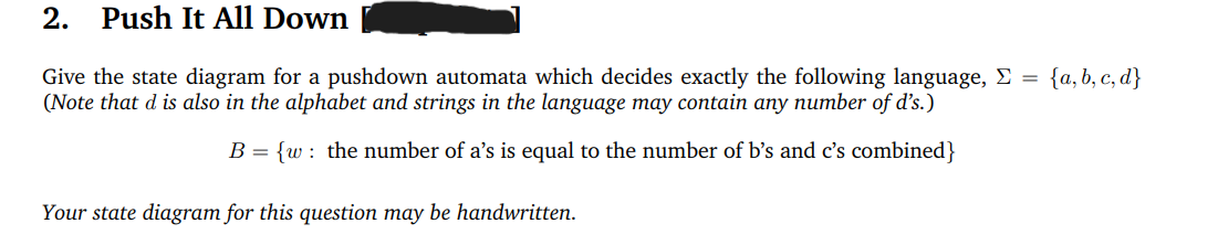 Solved Push It All DownGive the state diagram for a pushdown | Chegg.com