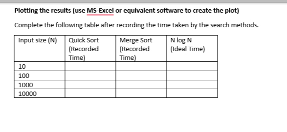 Solved Problem: To implement quick sort and merge sort | Chegg.com