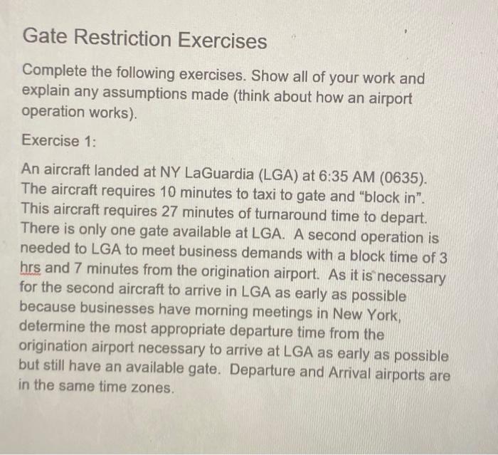 Solved Gate Restriction Exercises Complete the following | Chegg.com