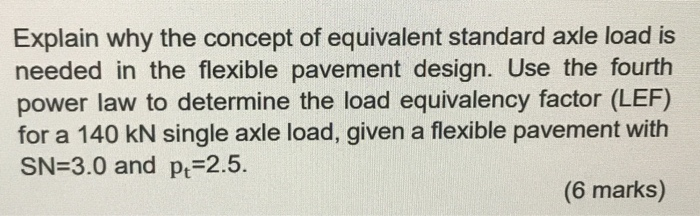 Solved Explain why the concept of equivalent standard axle | Chegg.com