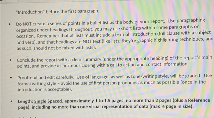 Assignment 1: Informal Information Report in Memo | Chegg.com