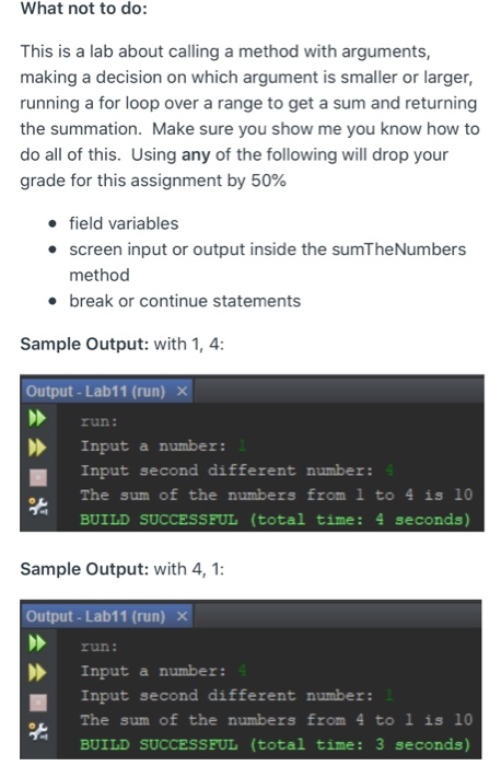 Solved Write a method called sumTheNumbers that will take as | Chegg.com