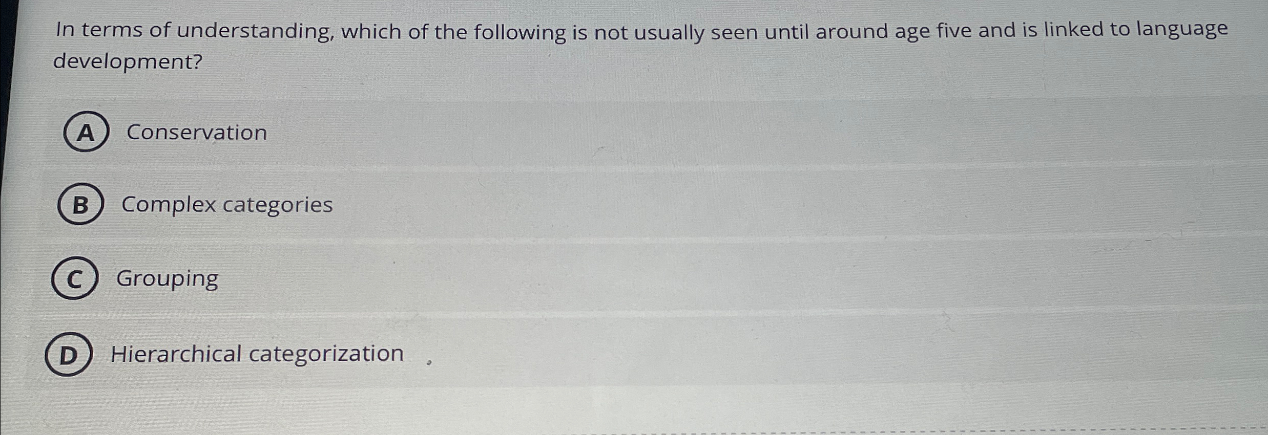 Solved In terms of understanding, which of the following is | Chegg.com