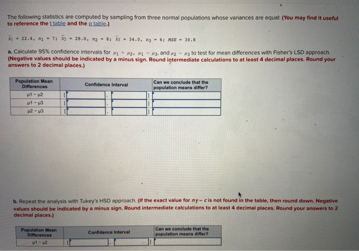 Solved The following statistics are computed by sampling | Chegg.com