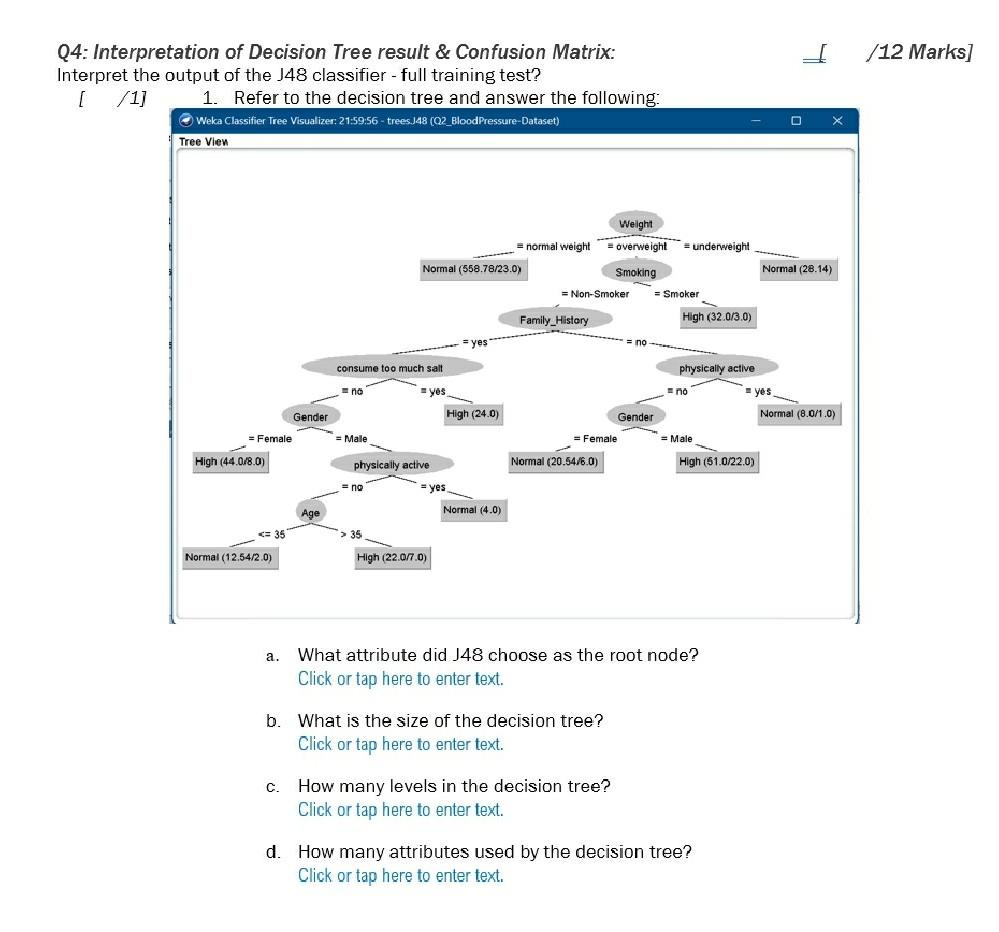 Solved Q4: Interpretation of Decision Tree result \& | Chegg.com