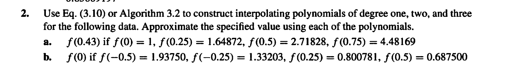 Use Eq. (3.10) ﻿or Algorithm 3.2 ﻿to construct | Chegg.com