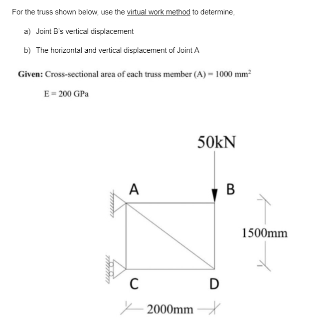 Solved For the truss shown below, use the virtual work | Chegg.com