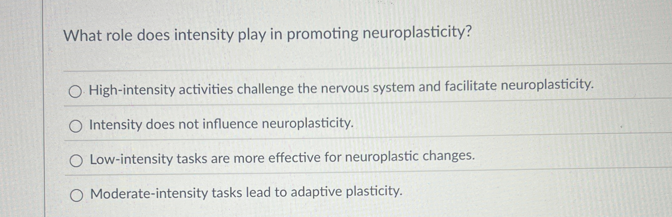Solved What role does intensity play in promoting | Chegg.com