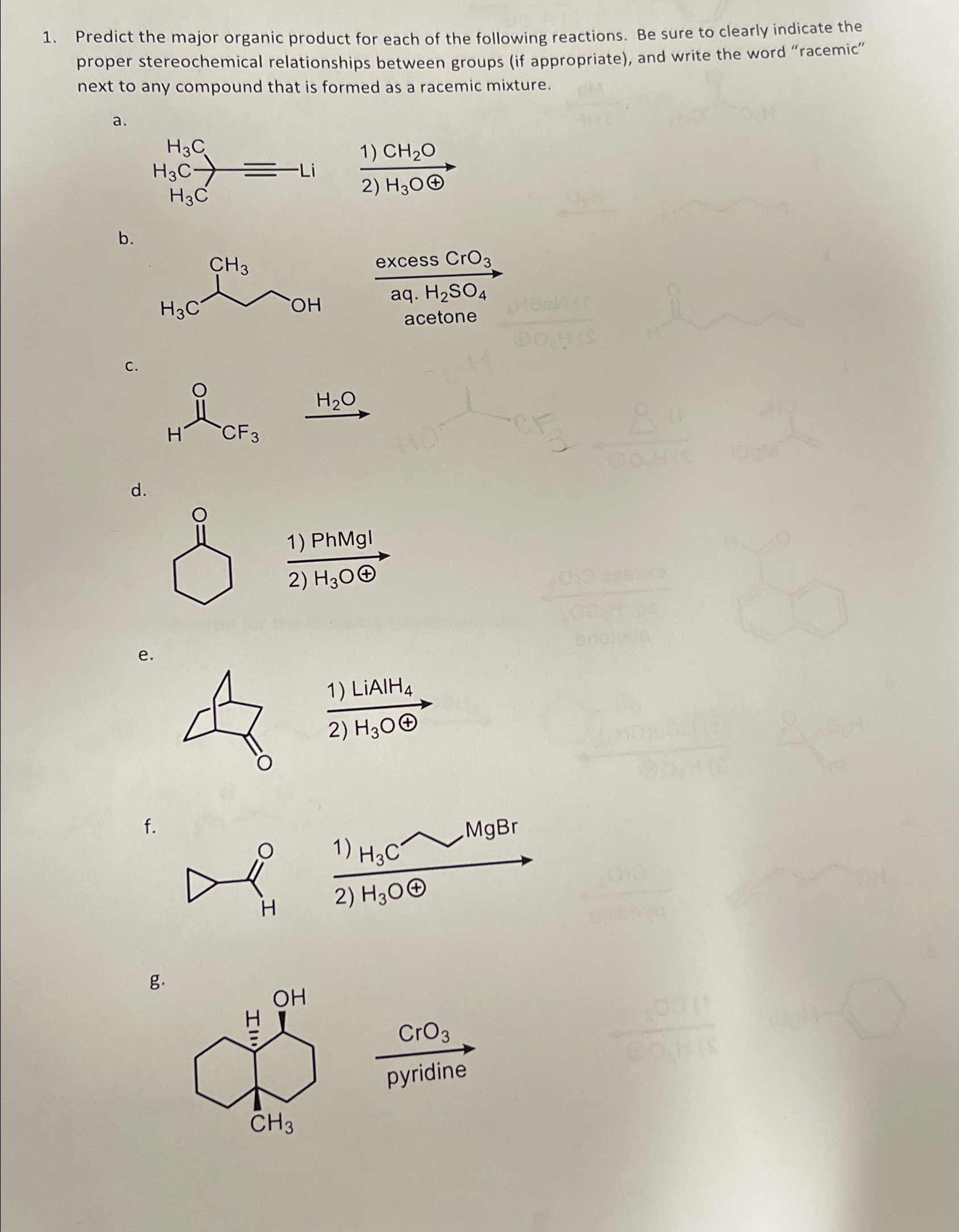 Solved Predict the major organic product for each of the | Chegg.com