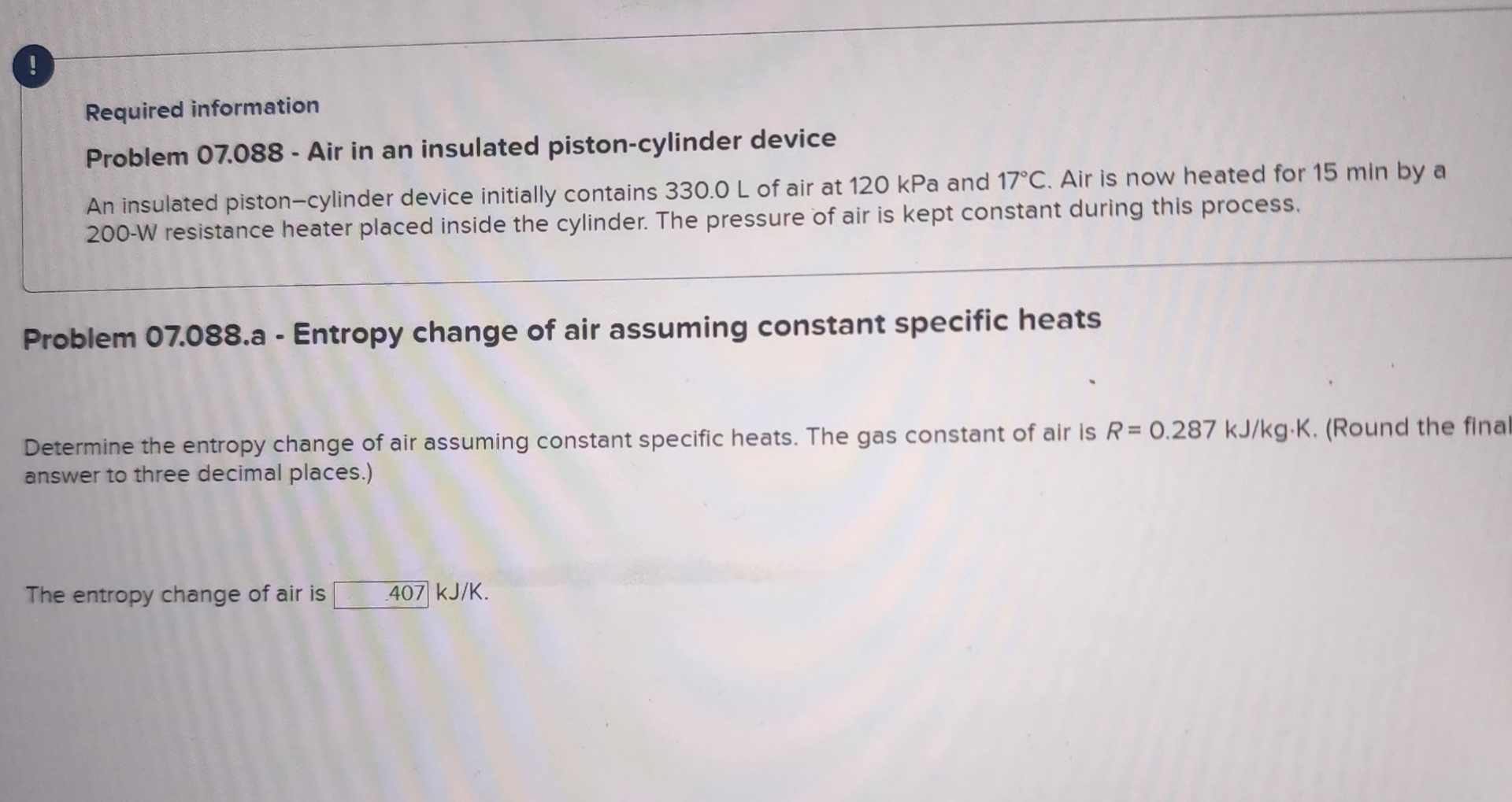 Solved !Required informationProblem 07.088 - ﻿Air in an | Chegg.com