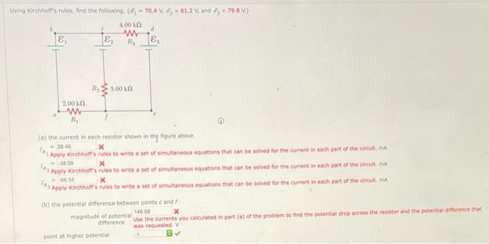 Solved Using kirchhoffs rules, find the following. | Chegg.com