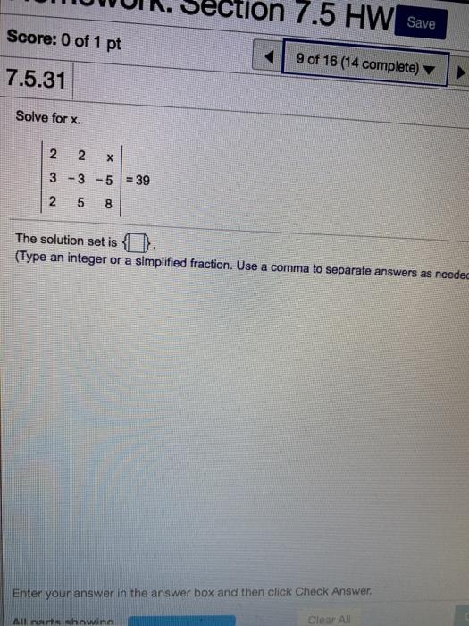Solved Homework Section 7 5 Hw Save Score 0 Of 1 Pt 10 Of