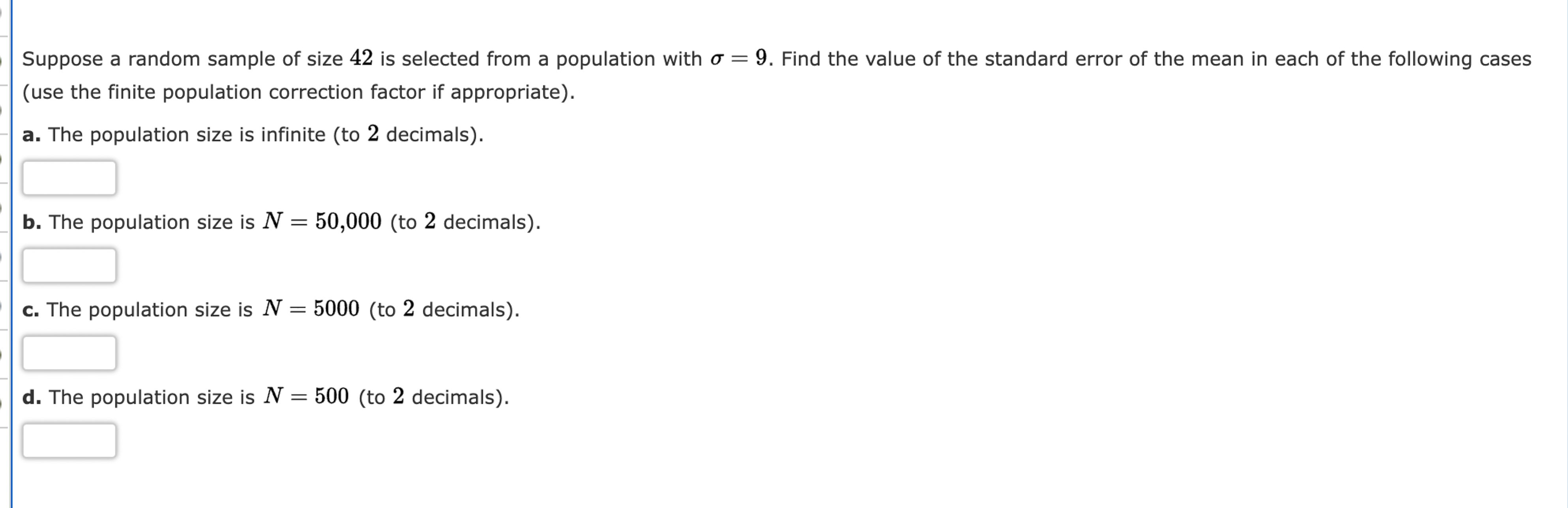 Solved Suppose a random sample of size 42 ﻿is selected from | Chegg.com