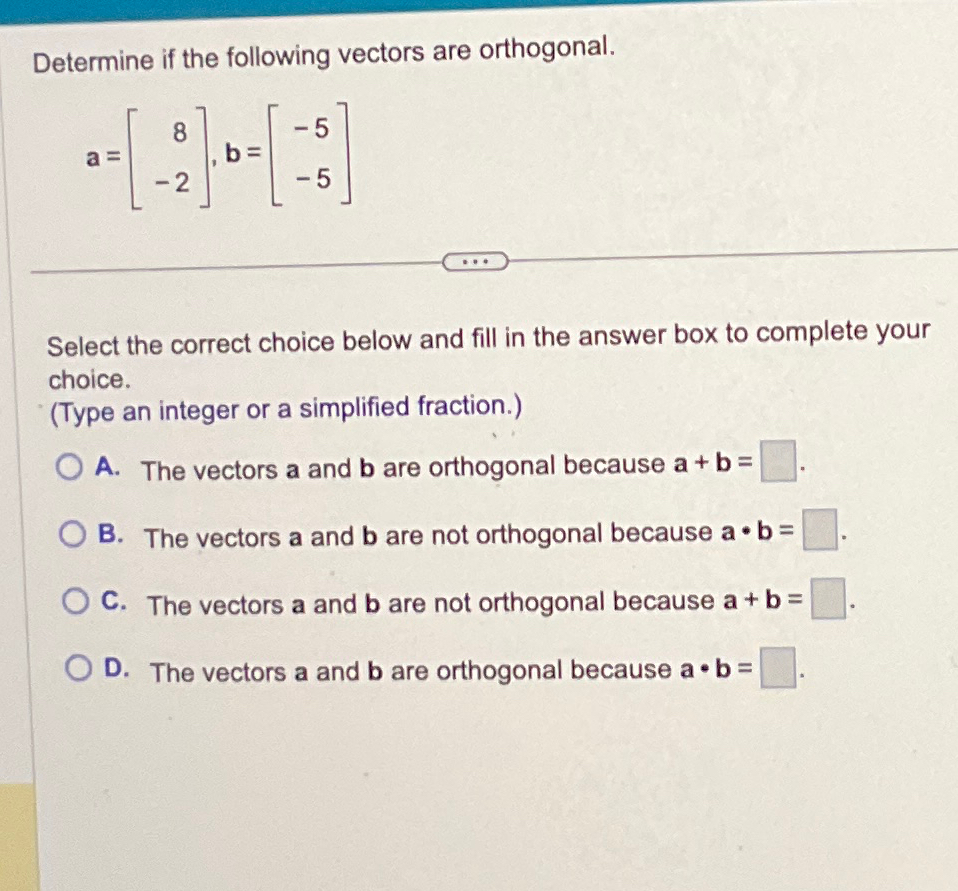 Solved Determine if the following vectors are | Chegg.com