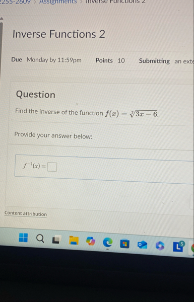 Solved Inverse Functions 2Due Monday by 11:59pmPoints | Chegg.com