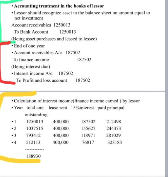Solved - Accounting treatment in the books of lessor - | Chegg.com