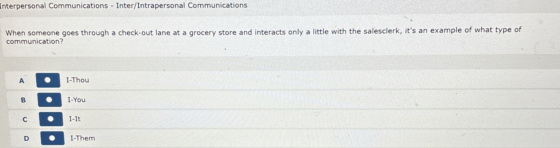 Solved Interpersonal Communications - ﻿Inter/Intrapersonal | Chegg.com