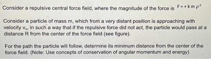 Consider a repulsive central force field, where the | Chegg.com