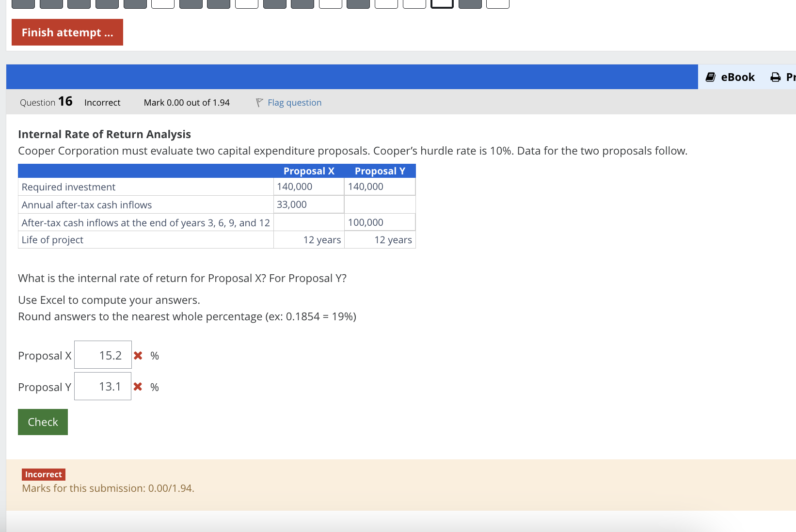 Internal Rate of Return Analysis Cooper Corporation | Chegg.com