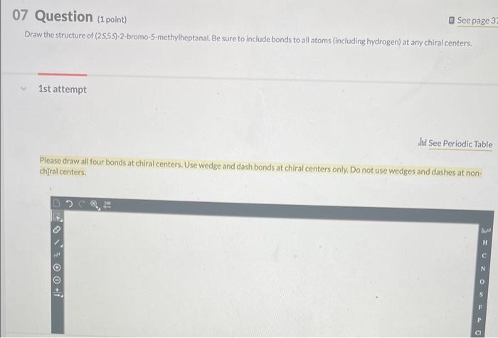 Solved Question (1 point) Draw the structure of | Chegg.com