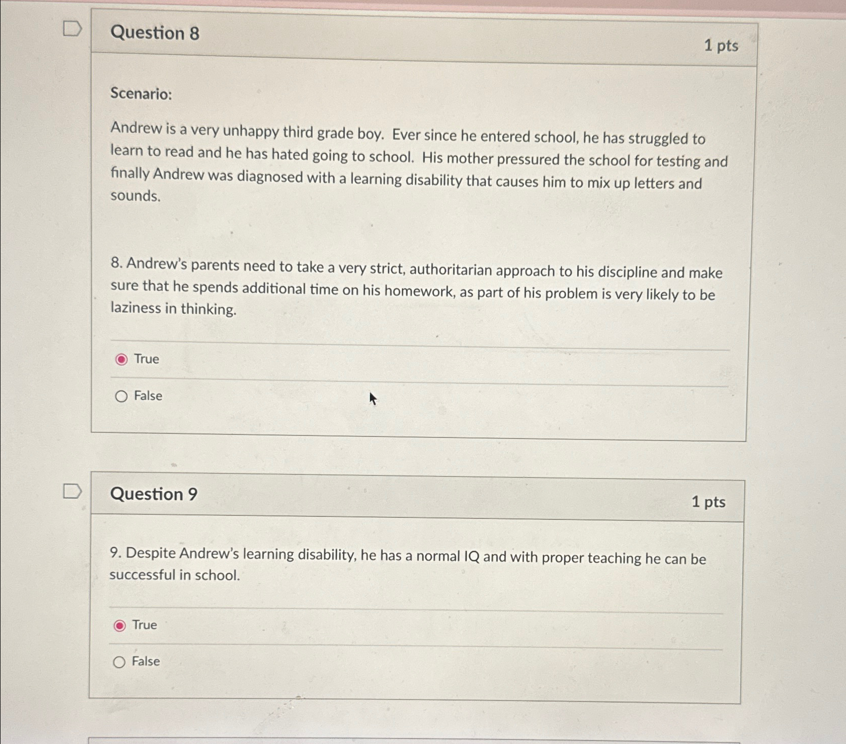 Solved Question 81ptsScenario:Andrew is a very unhappy third | Chegg.com