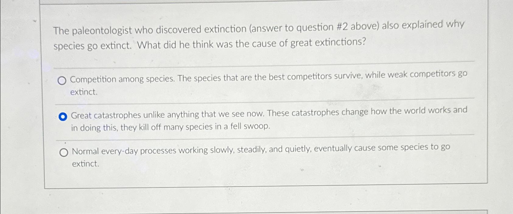 Solved The paleontologist who discovered extinction (answer | Chegg.com