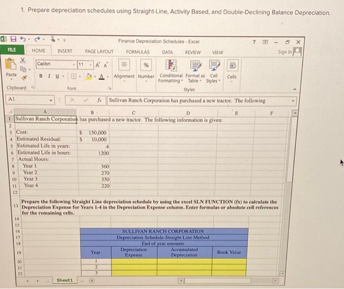 Solved 1. Prepare depreciation schedules using | Chegg.com