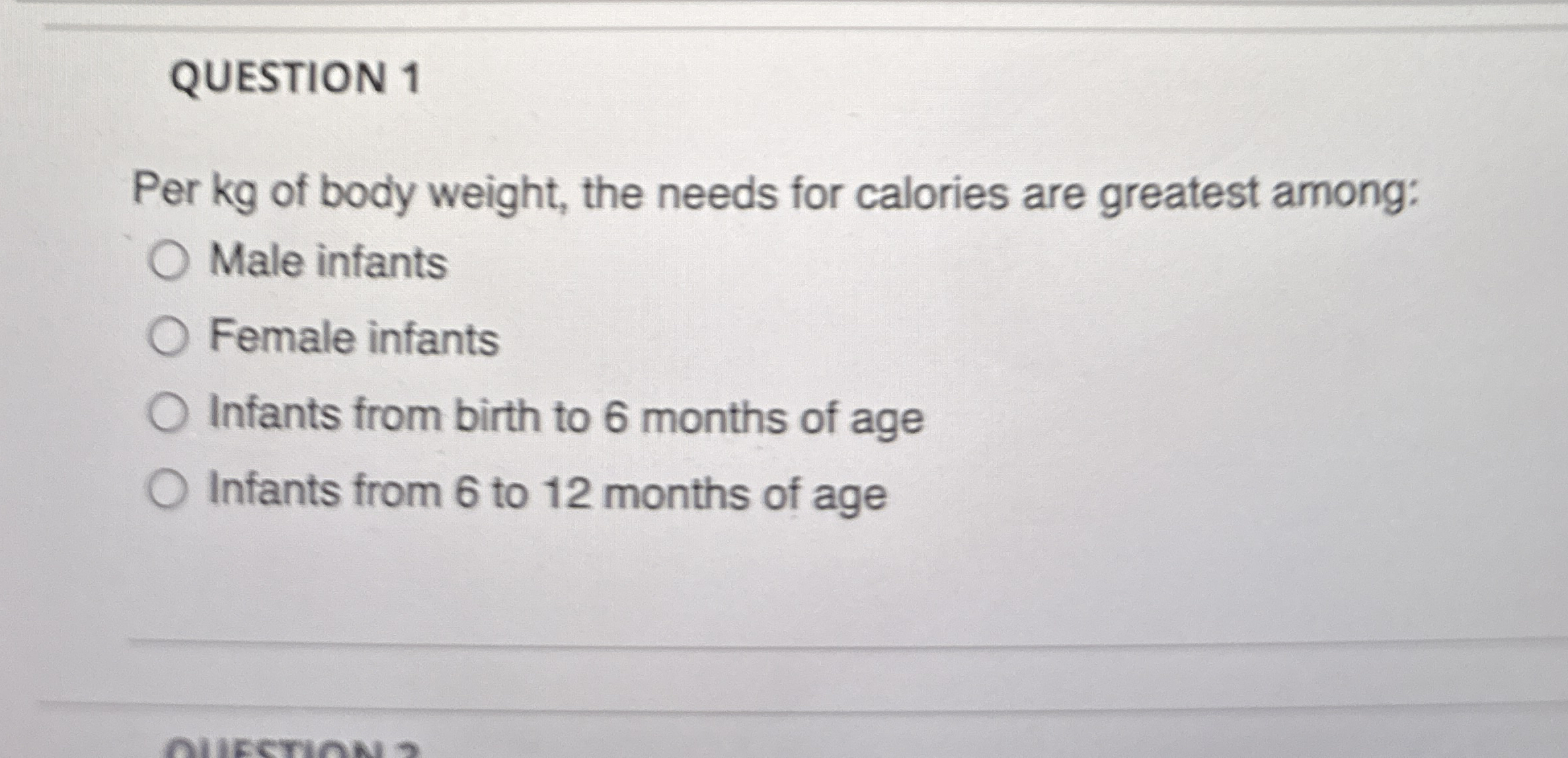 Solved QUESTION 1Per kg of body weight, the needs for | Chegg.com