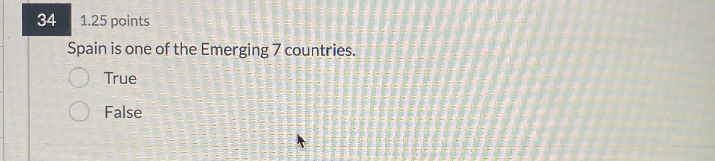 Solved 34,1.25 ﻿pointsSpain is one of the Emerging 7 | Chegg.com