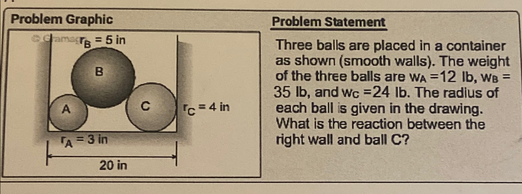 Solved Problem StatementThree balls are placed in a | Chegg.com