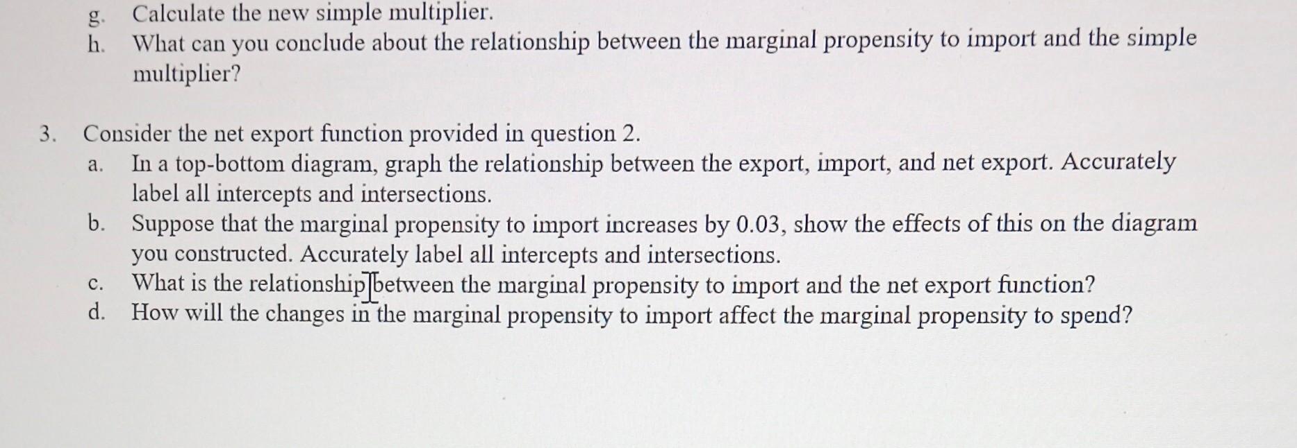 Solved g. Calculate the new simple multiplier. h. What can | Chegg.com