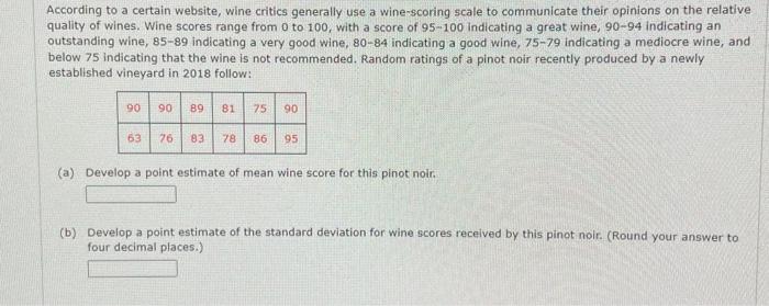Solved According to a certain website, wine critics | Chegg.com