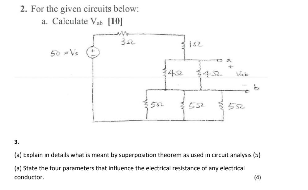 Solved 2. For the given circuits below: a. Calculate Vab | Chegg.com
