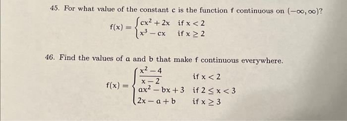 Solved 45. For what value of the constant c is the function | Chegg.com