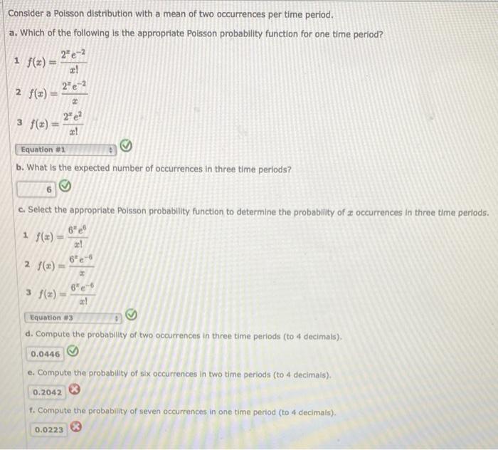 Solved Consider a Poisson distribution with a mean of two | Chegg.com