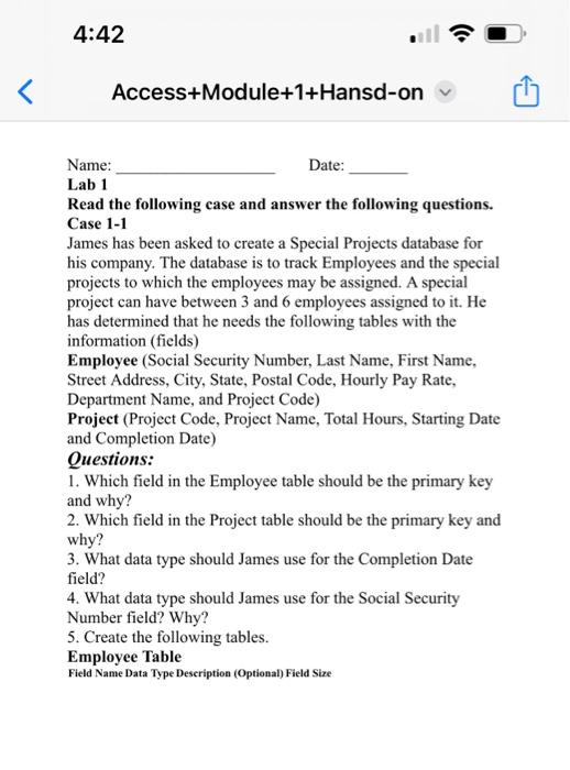 Solved Lab 1 Read the following case and answer the | Chegg.com