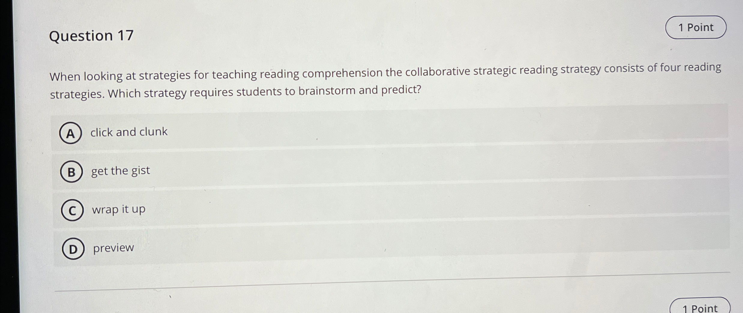 Solved Question 171 ﻿PointWhen looking at strategies for | Chegg.com